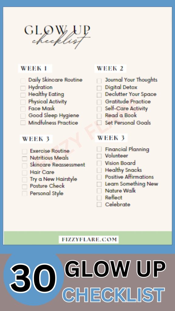 30 Days Glow Up Checklist – Fizzy Flare