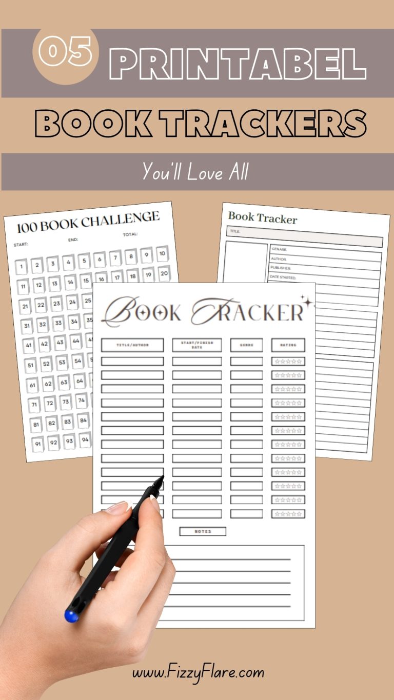 5 Book Tracker Printable – Fizzy Flare