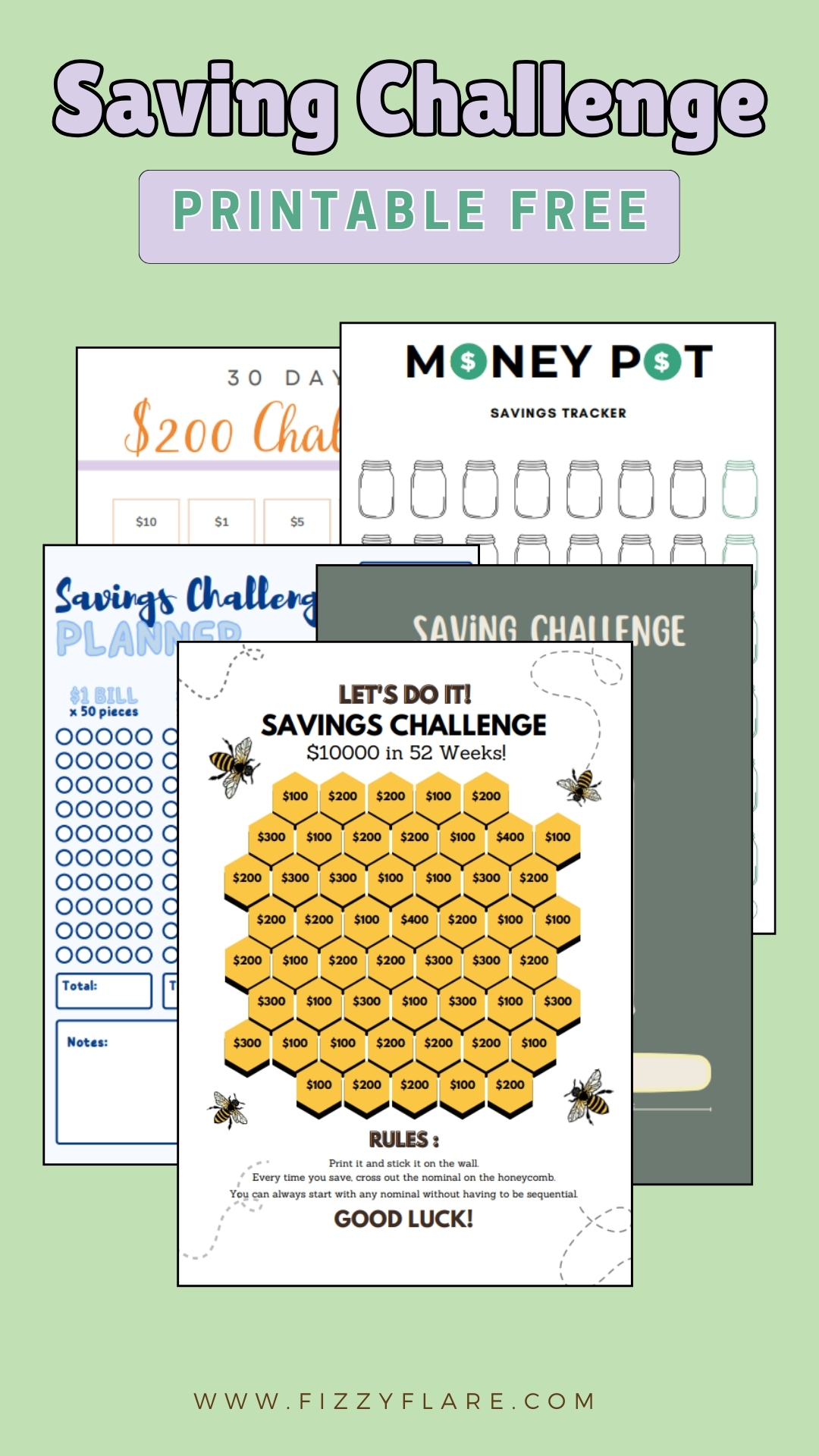 10 Saving Challenge Printable Free for 2026 – Fizzy Flare